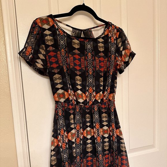 dee elle | Dresses | Dee Elle Milly Chiffon Skater Dress Redblack ...